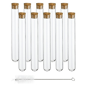PATIKIL 30ml Test Tubes Set, 20pcs 5.91x0.79in Glass Clear Round Bottom Test Tube Containers with Stopper for Bead Party Candy Bath Salt Storage Scientific Experiment Plant Propagation