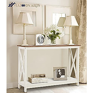 MAISON ARTS Console Sofa Table with Storage Shelf Modern Entry Table for Entryway Living Room, Hallway, Foyer, Corridor, Office, Wood Look Accent Furniture, Easy Assembly, Ivory