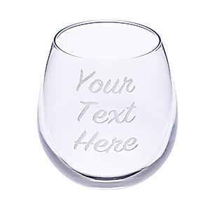 Personalized Stemless Wine Glass – 15 oz Drinking Glass Cup Custom Text Wine Tumbler – Engraved Glassware Wedding Gifts for Women, Engagement, Bridesmaid