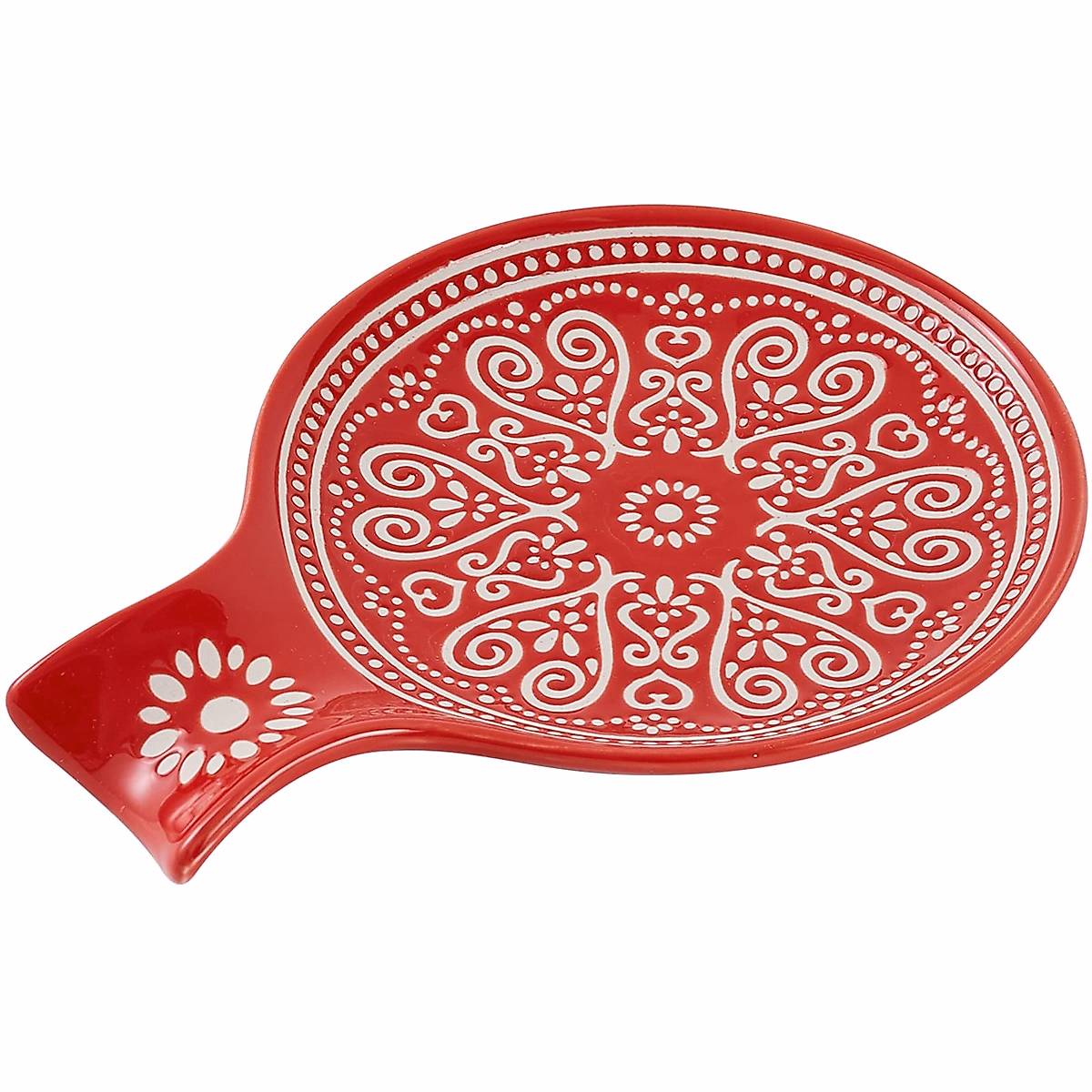 Ceramic Spoon Rest, Cooking Spoon Holder for Kitchen Counter/Stove Top/Dining Table Modern Farmhouse Decorative, Large (Red)