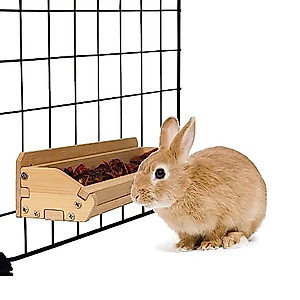 Natural Bamboo Small Animal Feeder Box, Hanging Rabbit Food Bowl, Chinchilla Cage Feeder Bowl, Feed Box for Chinchilla, Guinea Pig, Rabbit