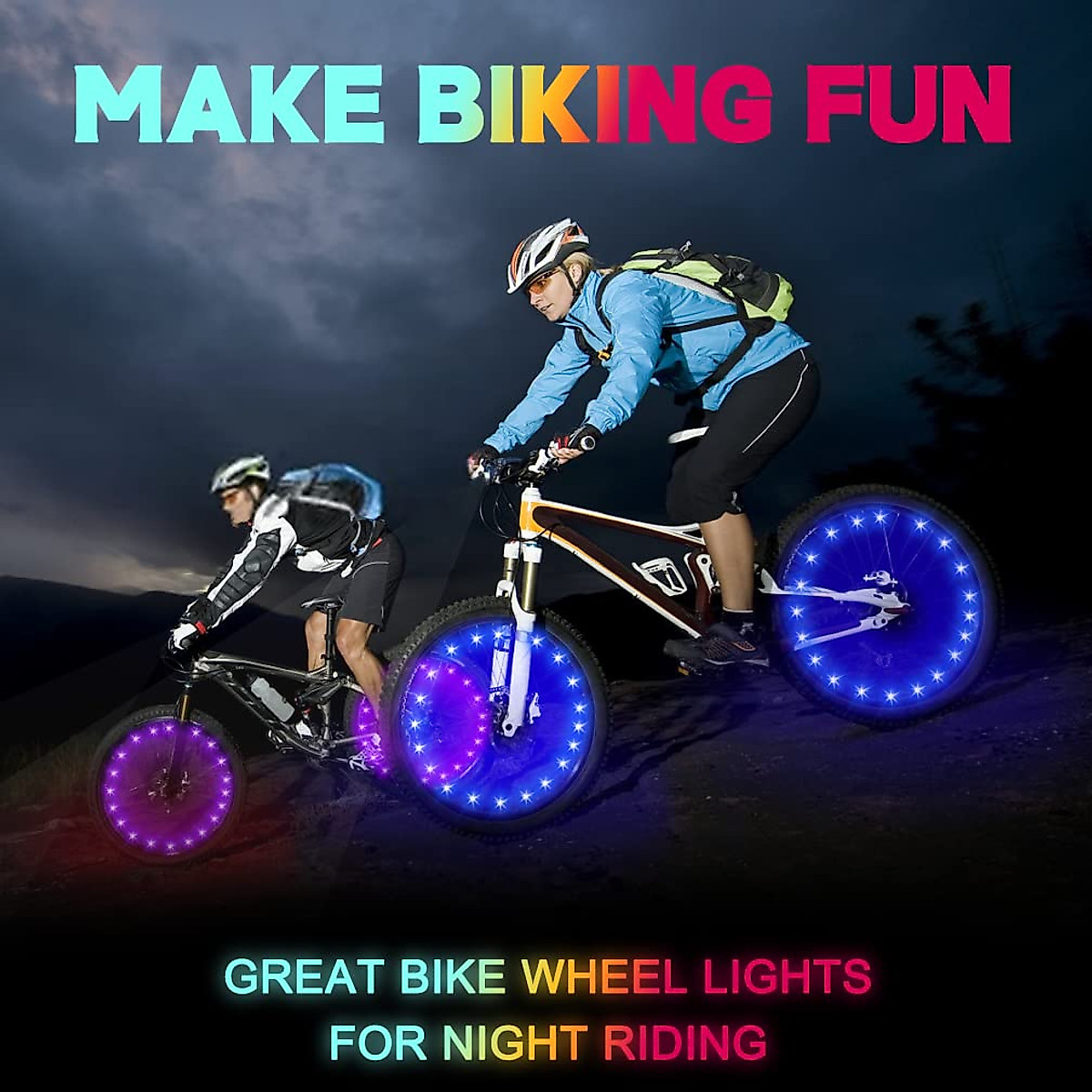 TINANA 2 Tire Pack LED Bike Wheel Lights Ultra Bright Waterproof Bicycle Spoke Lights Cycling Decoration Safety Warning Tire Strip Light for Kids Adults Night Riding (green 2pack)