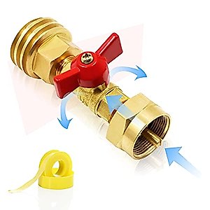 LONGADS 1lb Propane Tank Adapter with Valve, 20lb to 1lb Propane Adapter for 1lb/16.4oz Disposable Throwaway Cylinder, Hook Up Small Propane Tanks When 20lb Ran Out, Solid Brass