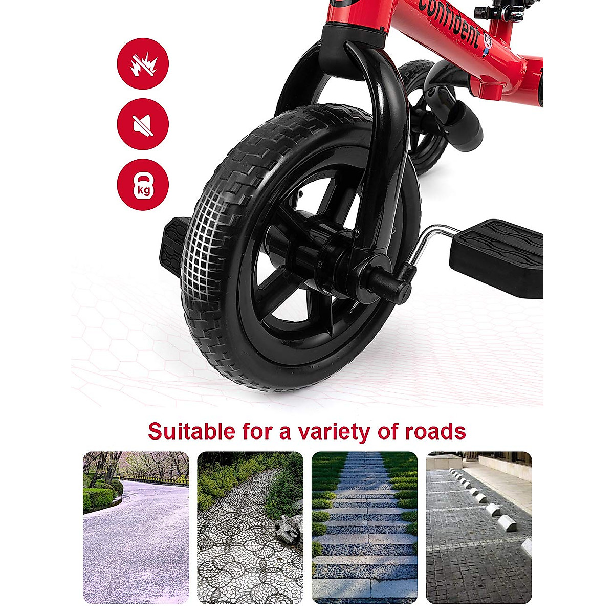 Ancaixin 3 in 1 Toddler Tricycles for 2-5 Years Old Boys and Girls with Detachable Pedal and Bell | Foldable Baby Balance Bike Riding Toys for Kids | Infant Birthday New Year Red