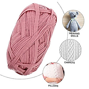 TEHAUX 1 Roll Flat line Wiring Yarn for Crochet DIY Crafts Crochet Yarn Crochet Knitting Yarn Flat Elastic Cord Chenille Yarn Ball Acrylic Macrame Rope Cotton Cord Handmade Knitting Rope