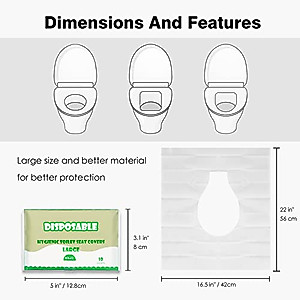 FYY 100 Pack Toilet Seat Covers Paper Flushable,Travel Disposable Flushable Paper Toilet Seat Covers for Adults and Kids Potty Training in Public Restrooms,Airplane,Camping(L,56x42cm,22x16.5 inch)