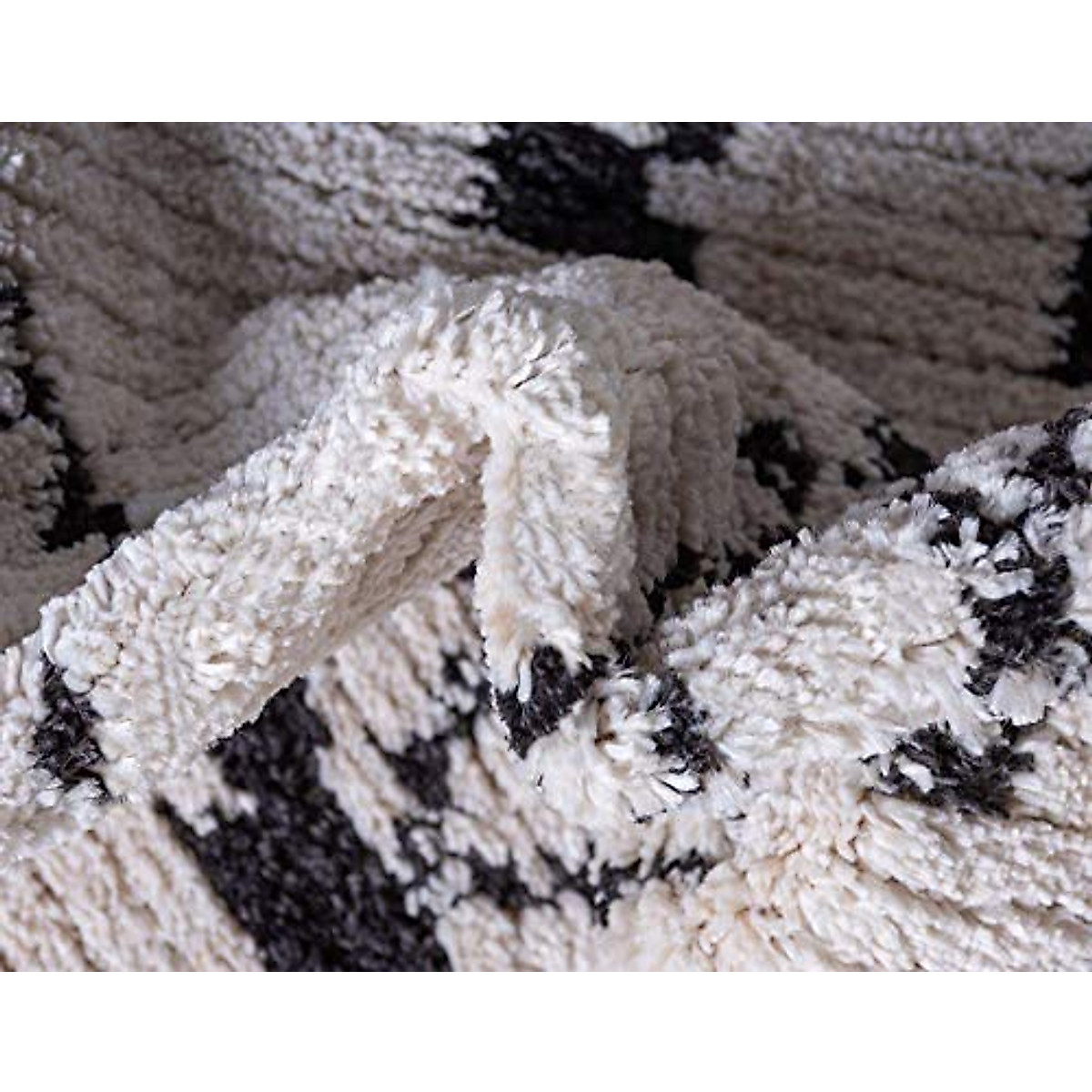 Unique Loom Morocco Collection Tribal, Southwestern, Bohemian Area Rug, 5' 0" x 8' 0", Ivory/Black