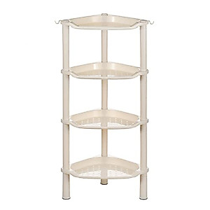 4 Tier Shower Caddies, Organizer Shelf Corner, Plastic Shower Rack Stands for Bathroom, Storage Bath Shower Caddy, 13.5x 10 x 33.5 Inches, Beige (Round Slot Beige 4 Tier)