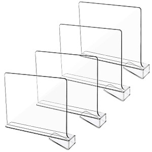 SABREZZI HOME Set of 4 Clear Acrylic Shelf Dividers - Maximize Your Closet Space with Ease - Ideal for Clothes, Sweaters, Purses, and More - Transparent Design Enhances Any Closet or Long Shelf