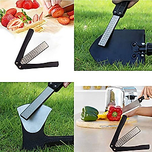 XILEWHZF 2 Pcs 400/600 Grit Portable Handheld Double Sided Sharpener Pocket Diamond Knife Sharpening Stone for Kitchen, Garden, Outdoor tools Fine/Coarse Grinding （Black/Orange）