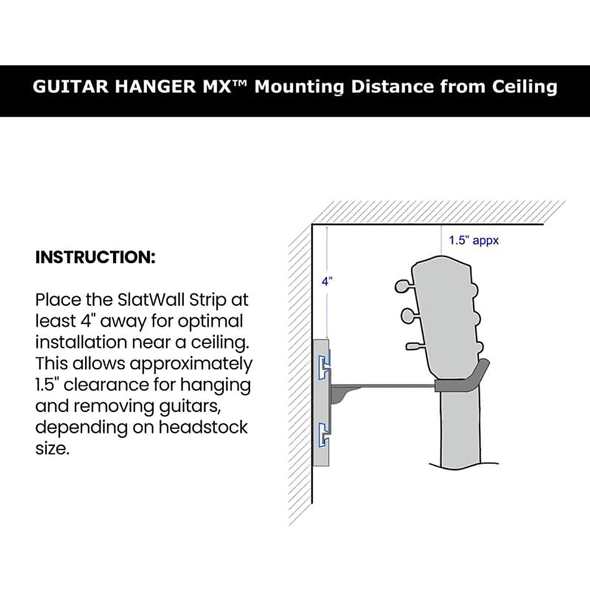 DLDIRECT Multiple Guitar Wall Mount with 6 Guitar Holder Locking System, 48-Inch Black Wall Hanger for Guitars and Ukuleles