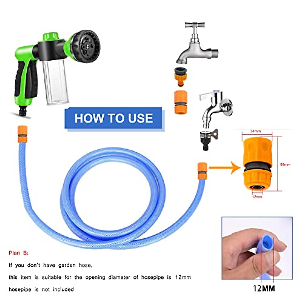 Pup Jet Wash Hose Nozzle Foam Sprayer Attachment Soap Dispenser Bottle Washing Shower Pet Bathing Tool for Dog Horse (green)