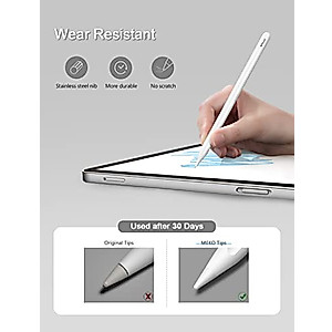 MEKO 4 Pack Upgraded 0.72mm Fine Ponit Precise Replacement Tips for Apple Pencil 1st/2nd Generation & Logitech Crayon, Wear-Resisting Pen Nibs for iPad Pro/Air/Mini Pencil - White
