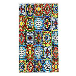 Mexican Talavera Ceramic Tile Pattern Ethnic Folk Premium Extra Soft Bath Hand Towels Washcloth for Home/Beach/Yoga 27.5 X 16 Inches