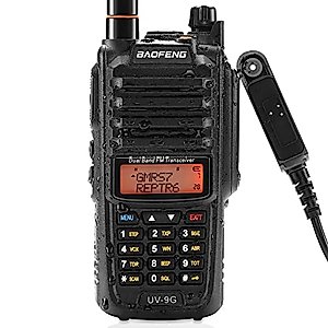 BAOFENG UV-9G GMRS Radio Waterproof IP67, Outdoors Two Way Radios Long Range Rechargeable, Handheld Dual Band NOAA Scanner, GMRS Repeater Capable, Programming Cable Included