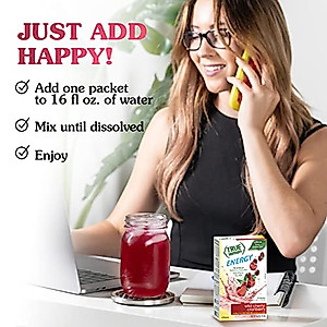 TRUE LEMON Energy Wild Cherry Cranberry Drink Mix,No Preservatives, No Artificial Sweeteners, Gluten Free Water Flavor Packets & Water Enhancer with Stevia, 6 Count (Pack of 12)