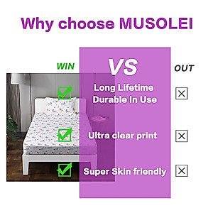 MUSOLEI Unicorn Fitted Sheet Set Full Girls Rainbow Star Sheet Pink Flower Bedding Set 1 Deep Pocket Fitted Sheet with 2 Pillowcases Multi-Colour Girls Kids Teenagers Gift Queen