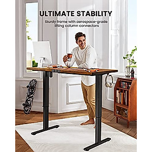 ErGear Electric Standing Desk with Drawer, Adjustable Height Sit Stand Up Desk, Home Office Desk Computer Workstation, 55x28 Inches, Vintage Brown