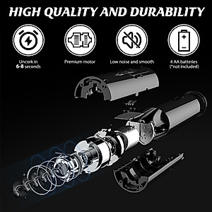 Saraudy Electric Wine Opener Set, Electric Wine Opener with Foil Cutter, and 2 Wine Stoppers, Battery Powered Wine Opener, Electric Corkscrew for Wine, Ideal Present for Party, Wine Lovers (Black)