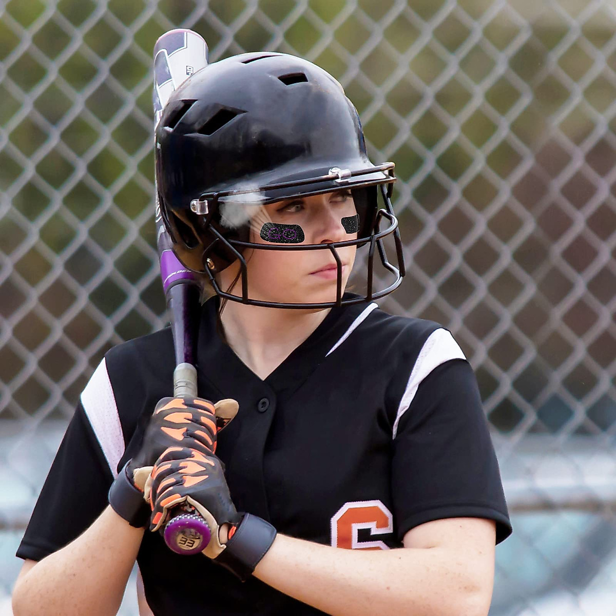 Leelosp 160 Pcs Eye Stick Softball Baseball Glitter Sports Eye Stickers Bulk Cheek Paint Football Eye Stickers Adhesive Strip School Items for Baseball Softball Football Lacrosse Sports(Black, Blue)