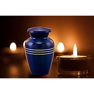 Immortal-Memories Serenity Keepsake Urn for Ashes - Miniature Urns - Mini Jar - Pet Urn -Token Urn with Velvet Bag (Cobalt Blue)
