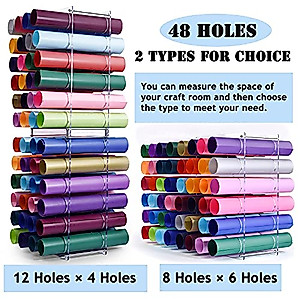 DROLE 4 Sets 24 Holes Vinyl Roll Storage Rack Vinyl Roll Holders for Craft Room Organizers and Storage 1.96" Holes Total 96 Holes