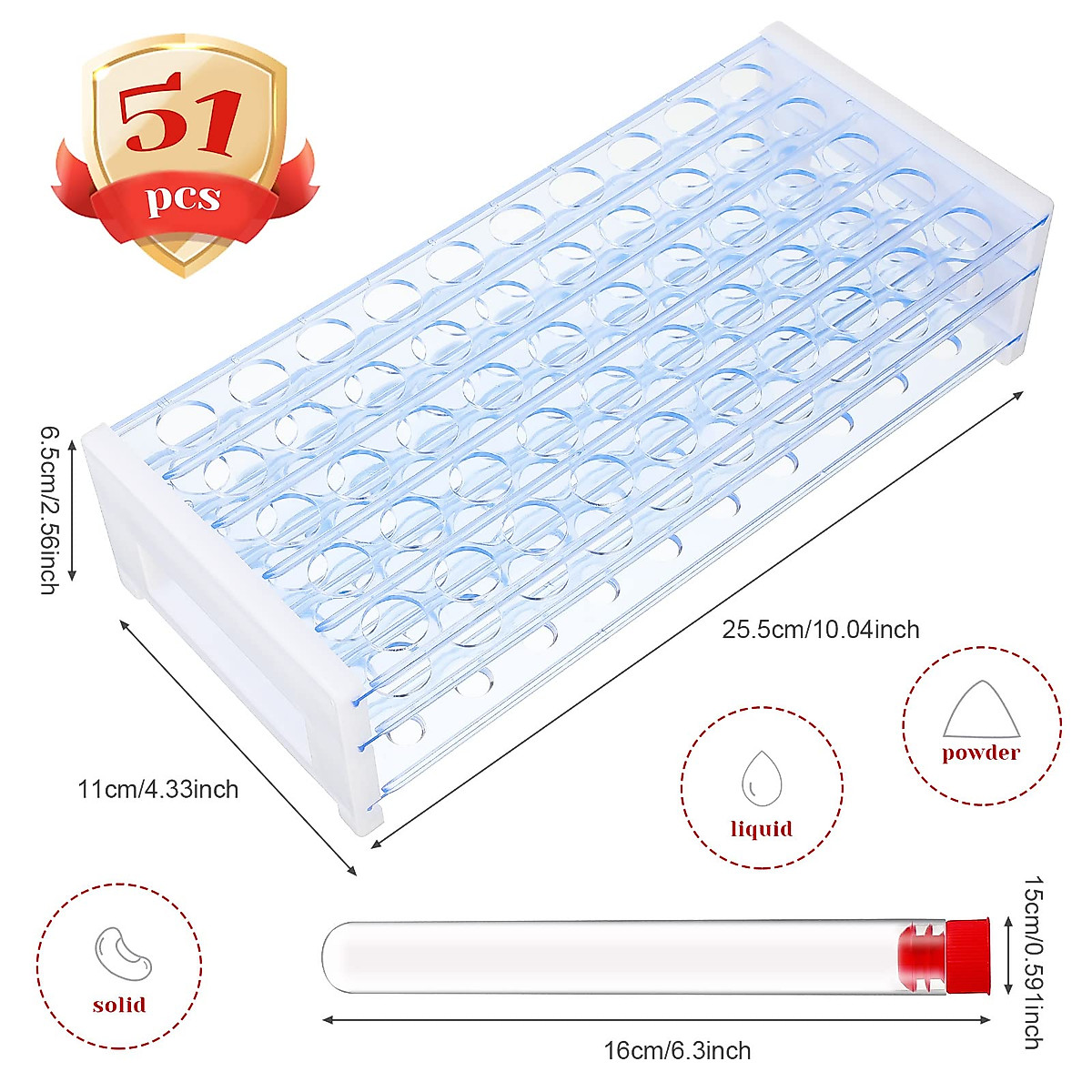 Test Tubes with Rack 50 Pcs 16 x 150 mm Clear Plastic Test Tubes with Lids Halloween Test Tube Shot Glasses for Halloween Nurse Party Decoration Birthday Christmas Party Favors