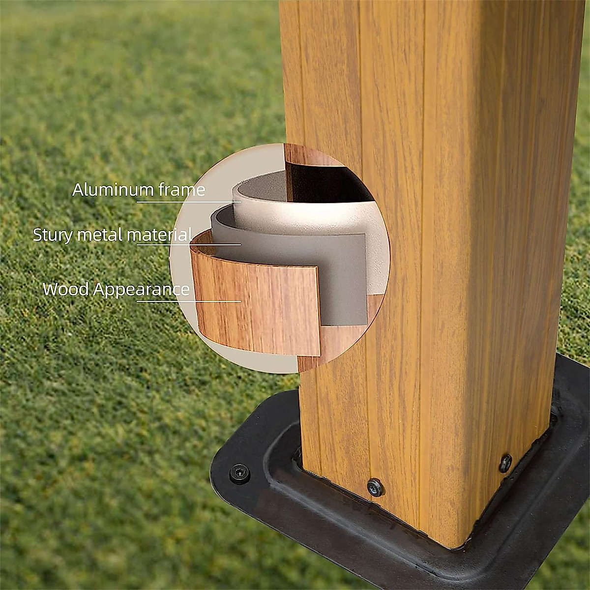 12x14Ft Hardtop Gazebo Heavy Duty Gable Roof Gazebos Outdoor Aluminum Frame Gazebo with Galvanized Steel Gable Roof Canopy for Patio Decks Backyard, Yellow-Brown