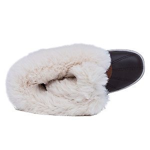 NAUTICA Women's Lace-Up Winter Snow & Rain Boots - Water-Resistant Insulated Boots with Cozy Faux Fur Lining for Warmth and Comfort-Glenoak-Brown Size-10