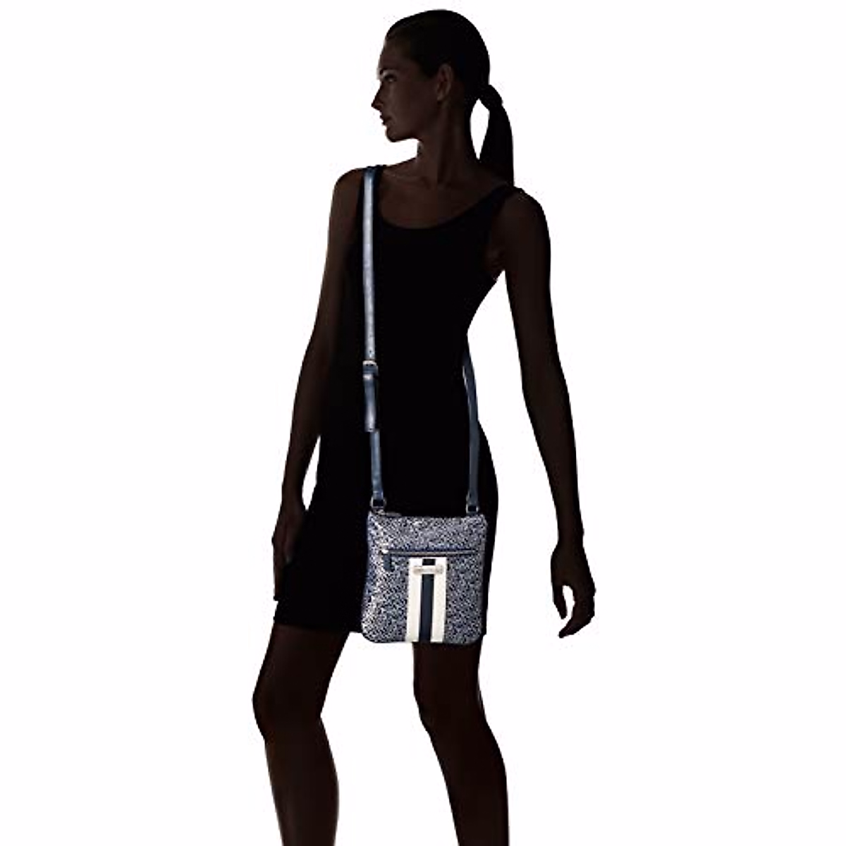 Nautica womens Lakeside Signature Jaquard North South Crossbody Bag Cross Body, Indigo, One Size US