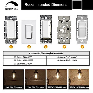 CRLight Dimmable LED Edison Bulb 4W 2700K Warm White, 400LM 40W Incandescent Equivalent Vintage ST64 / ST21 E26 Clear Glass LED Filament Bulbs, Pack of 6