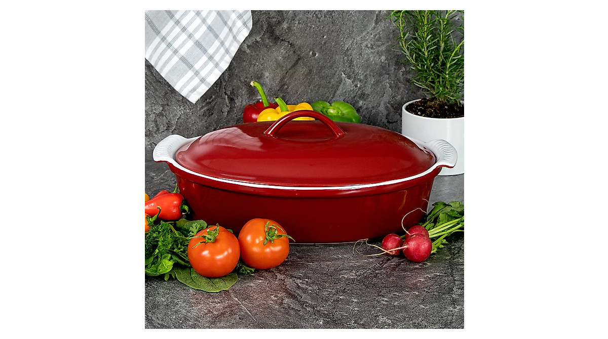 Hell's Kitchen Red Casserole Dish - 3.5 Quarts