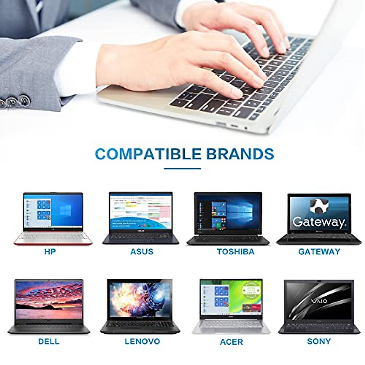 ZOZO Universal Laptop Charger 45W Power Adapter for Dell hp Acer Asus Samsung Sony Toshiba FUJITSU Delta NEC Liteon Gateway and More chromebooks ultrabook Laptop Notebook Computers …