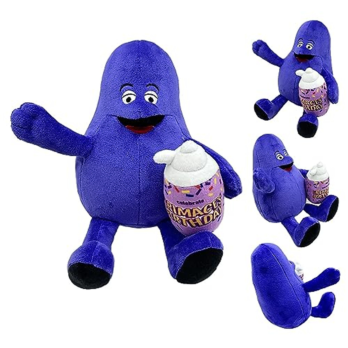 Gri-mace Shake Plush, Fun-ko P-op Plush Toy, Soft Stuffed Grim-ace Plush, Mcd-onalds Fun-ko Po-p Game Figure Doll, Cartoon Stuffed Purple Figure Doll Gifts for Kids Fans Aldults Birthday