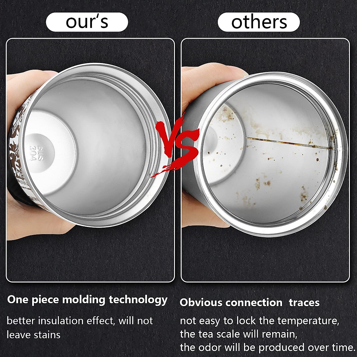 CS COSDDI 12 oz Stainless Steel Vacuum Insulated Tumbler - Coffee Travel Mug Spill Proof with Lid - Coffee Cups for Keep Hot/Ice Coffee,Tea and Beer (Black 3rd)