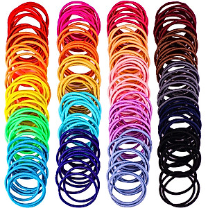 TecUnite 200 Pieces No-metal Hair Elastics Bulk Rubber Bands Hair Ties Ponytail Holders Hair Bands for Women Girls (Multicolor)