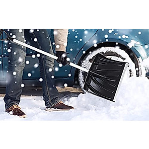 18-Inch Snow Shovel with D-Grip Handle and Durable Aluminum Edge Blade. 53" Heavy Duty Snow Shovel for Driveway, Yard.