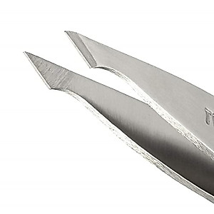 Tweezerman Stainless Steel Slanted Point Tweezer - Eyebrow Precision Tweezers, Facial And Ingrown Hair Removal (Classic Stainless)