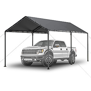 Outdoor Carport 10x20ft Heavy Duty Car Tent, Portable Garage Canopy Storage Shed, Car Shelter, All-Season Tarp Tent for Car, Party (GY)