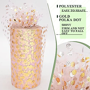 Blush Polka Dot Tulle Rolls 6 Inch by 50 Yards Glitter Sparkle Fabric Ribbon for DIY Tutu Skirt Sewing Bow Wedding Decorations Craft Supplies
