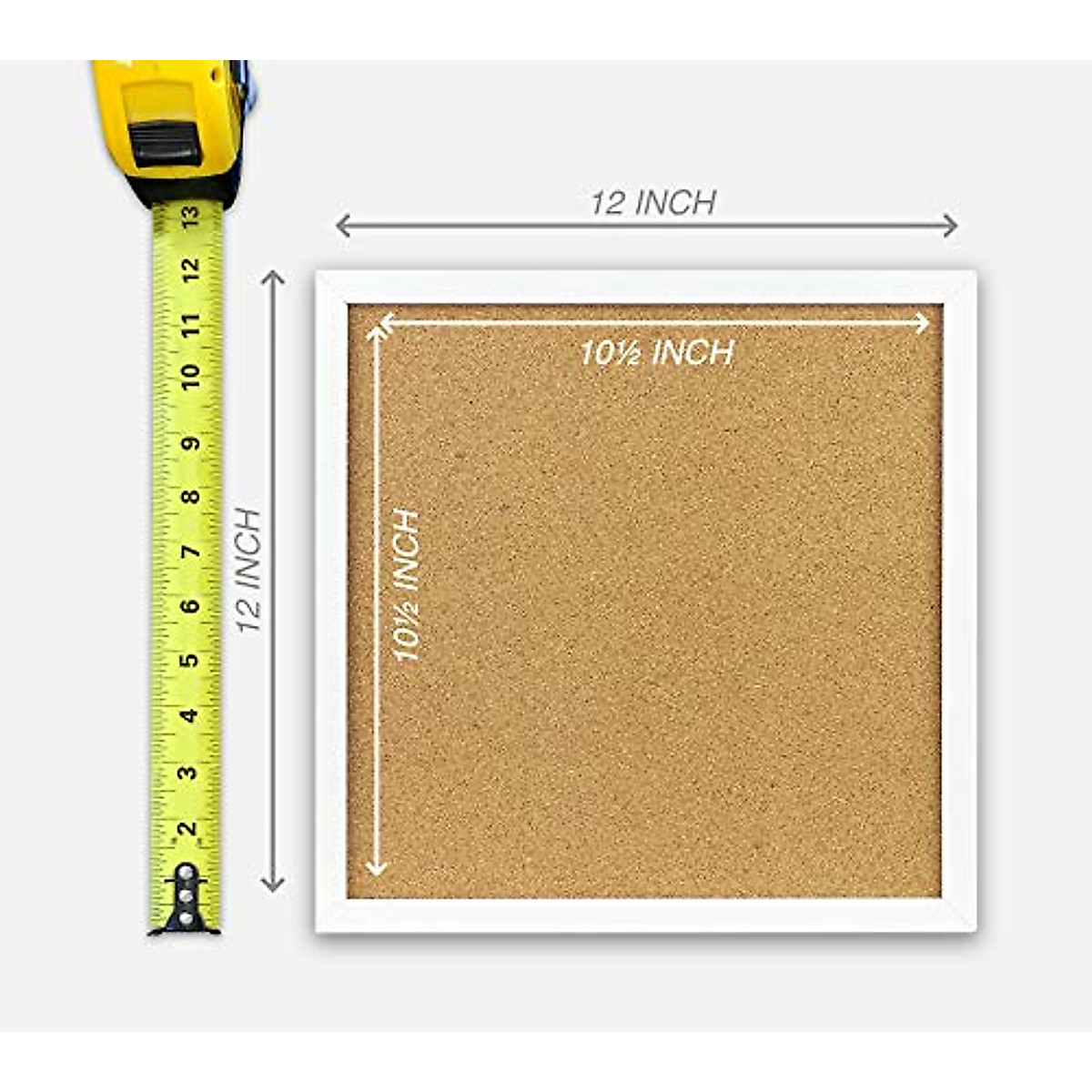 Elegant Boards 4 Pack Cork Bulletin Board 12"X 12" Square Wall Tiles, Modern White Framed Boards for Home and Office (Pushpins, Hardware and Template Included)