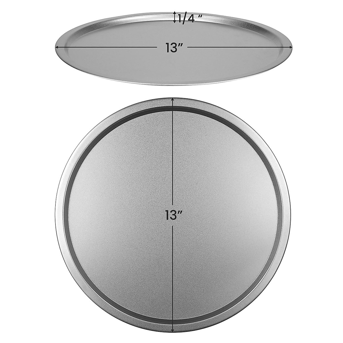 DecorRack 2 Pack 13 Inch Alloy Steel Pizza Pan, Non-Stick Coating, Dishwasher Safe Serving Tray, Round Baking Tray for Oven Use