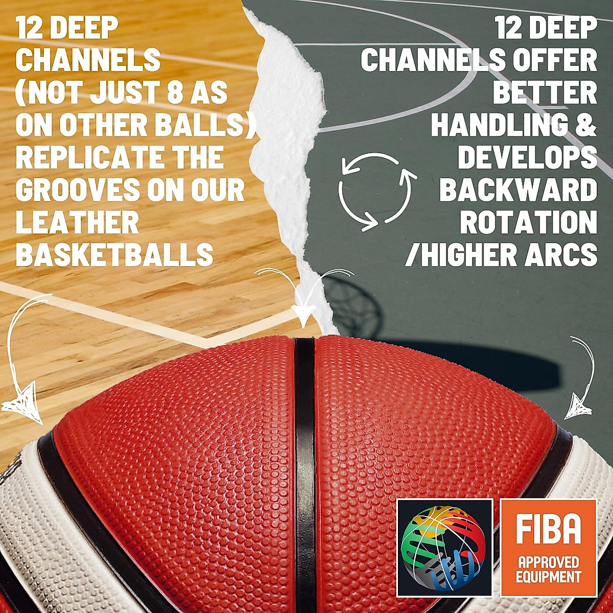 Molten BG2010 Basketball, Indoor/Outdoor, FIBA Approved, Premium Rubber, Deep Channel, Size 5, Orange/Ivory, Suitable for Boys Age 7, 8, 9, 10 & 11, Girls Age 12 & 13