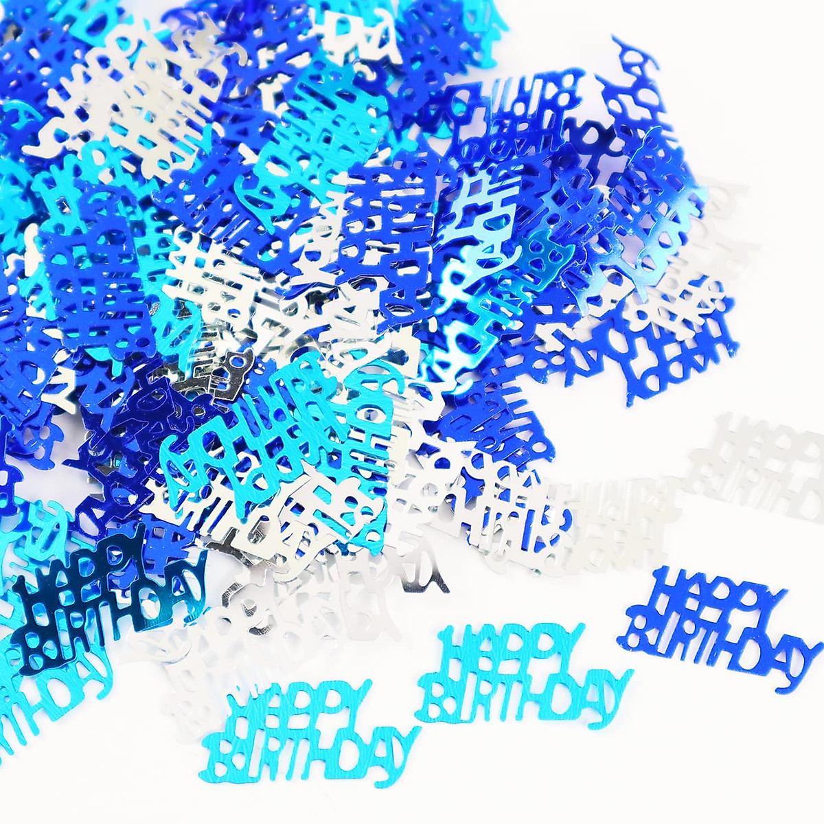 Hrovsur Happy Birthday Confetti for table - Blue Table Confetti Sprinkling Scatter Blue Birthday Decoration Party Supplies, Blue and Silver Birthday Decorations, Party Supplies (Blue and Silver)