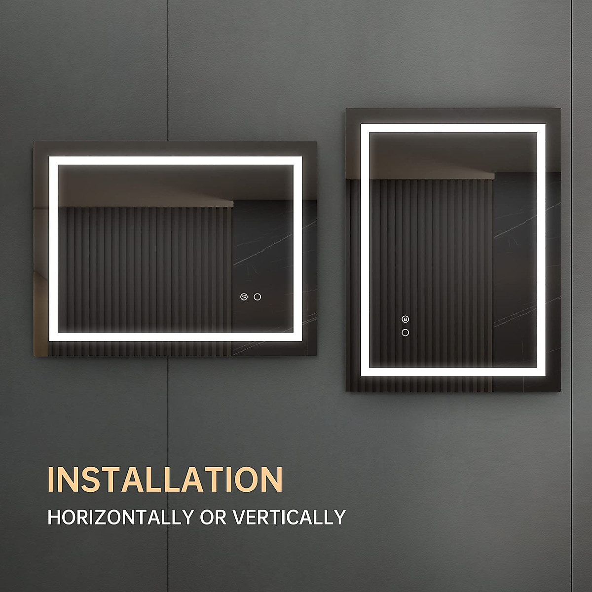 Tesmula 32x24” LED Lighted Bathroom Wall Mounted Mirror with High Lumen Anti-Fog Separately Control Dimmer Function