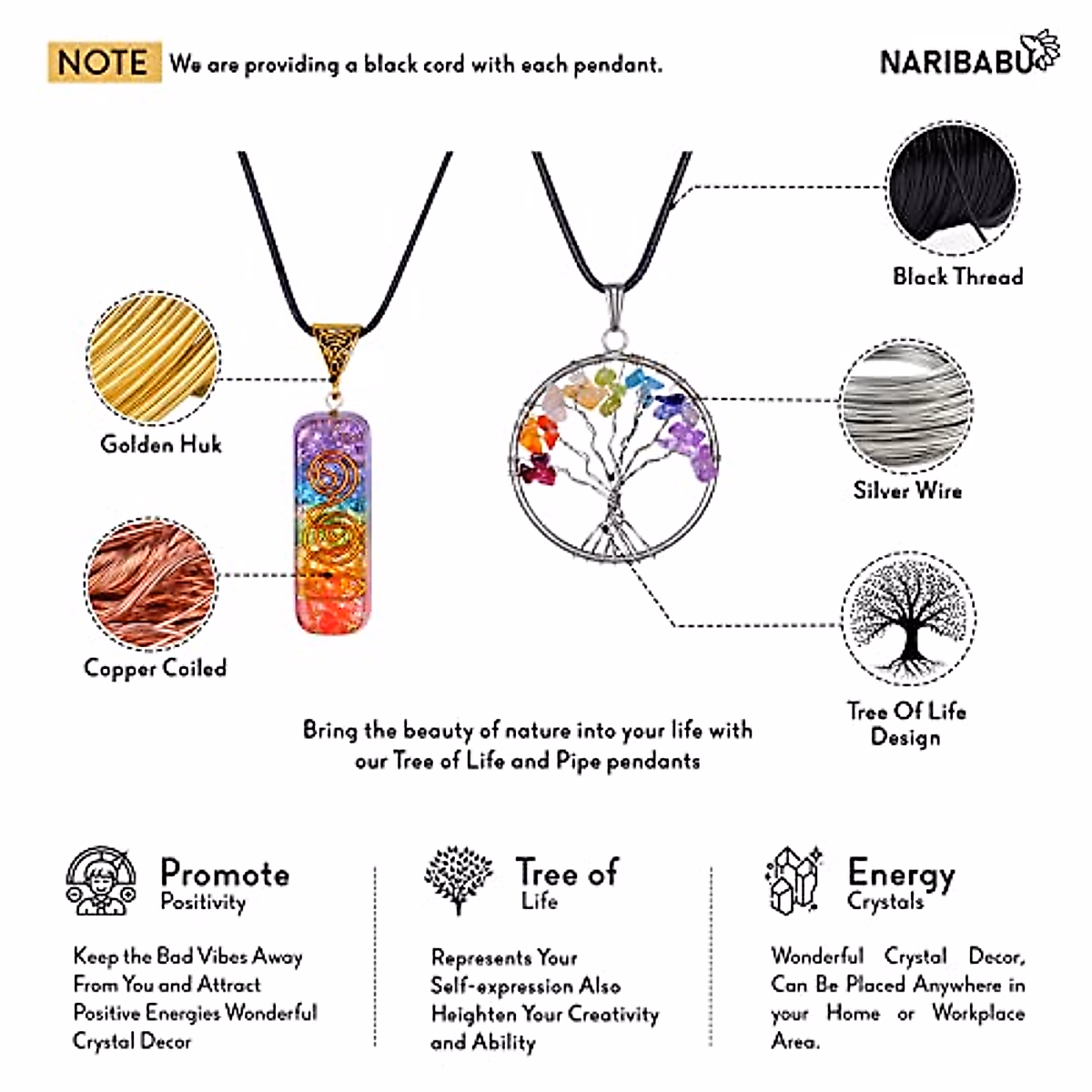 Seven Chakra Tree - Gemstone Tree - Feng Shui Crystal - Crystal Tree for Positive Energy - Gifts for Spiritual People - Crystal Decor - Chakra Crystals