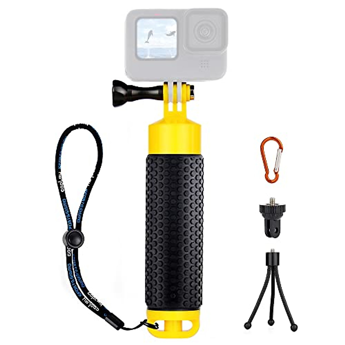 YALLSAME Floating Hand Grip Underwater Handle Mount with Detachable Tripod Stand for All GoPro Hero 11 10 9 7 8 6 5 4 Max Mini Session DJI Action Camera Ideal for Diving Snorkeling Swimming Sport