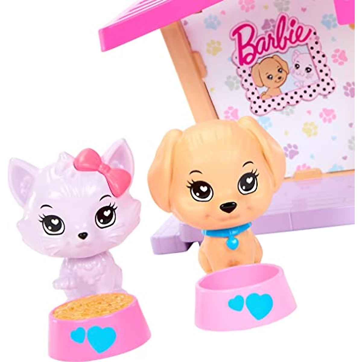 Barbie My First Barbie Accessories, Story Starter Pet Care Pack with Dog House, Puppy & Cat, Toys & Gifts for Little Kids, 13.5-inch Scale