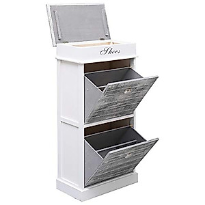 vidaXL Solid Wood Paulownia Shoe Cabinet Shoe Rack Organizer Multi Colors