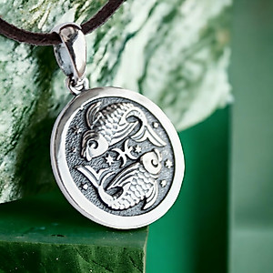 Pisces Zodiac Sign Pendant Necklace 925 Sterling Silver Horoscope Medallion Coin Choker Charm Constellation Astrology Jewelry for Women Men (Pisces (Feb 19 - Mar 20))